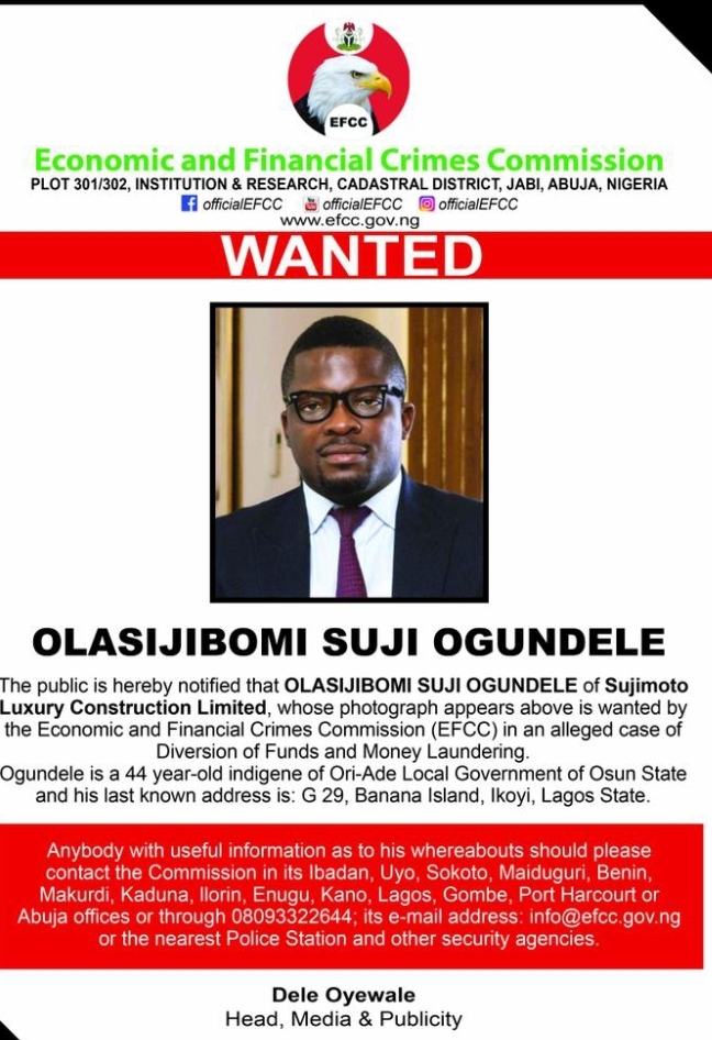 EFCC Declares Sujimotos’ Boss, Olasijibomi Ogundele, Wanted For Alleged Money Laundering ...